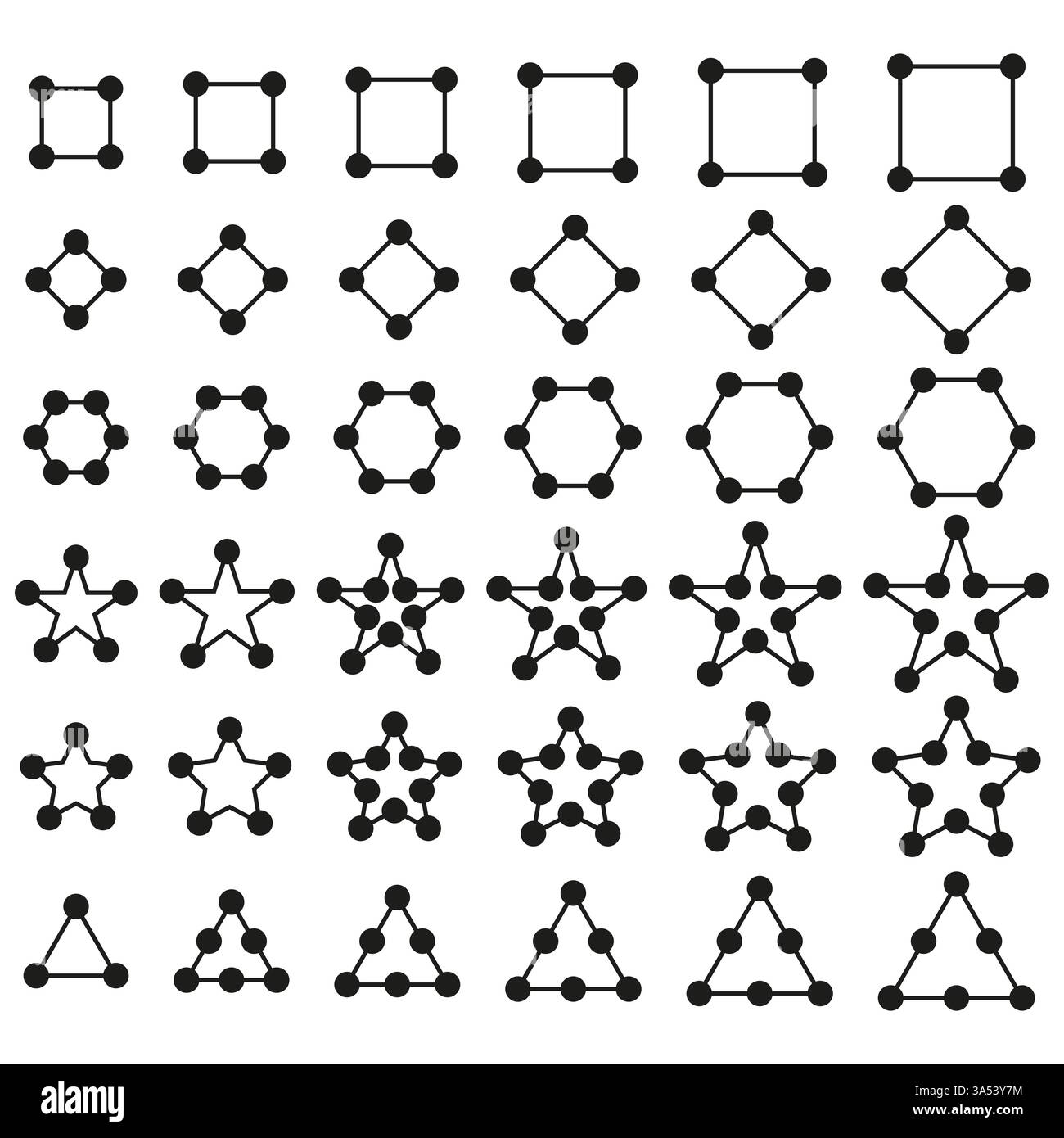 Geometric Shape Set Polygon Node Symbol Star Triangle Collection Vector Pattern Illustration