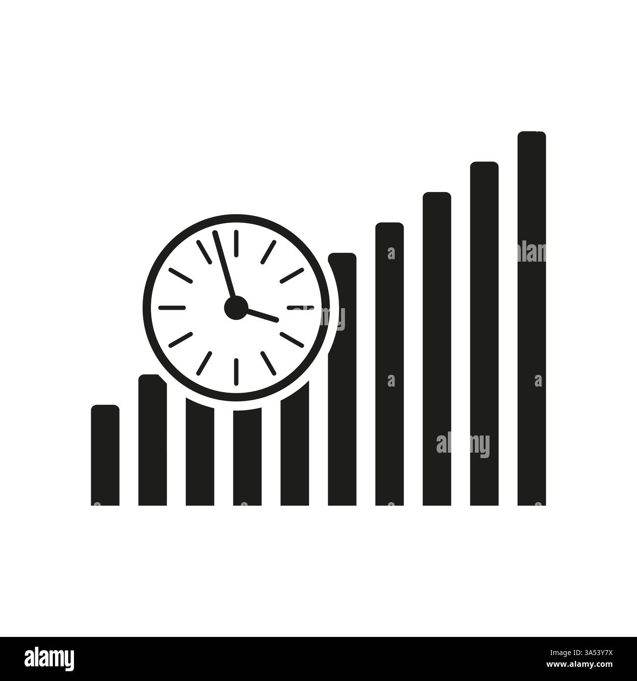 Clock with bar chart. Time management symbol. Business efficiency ...