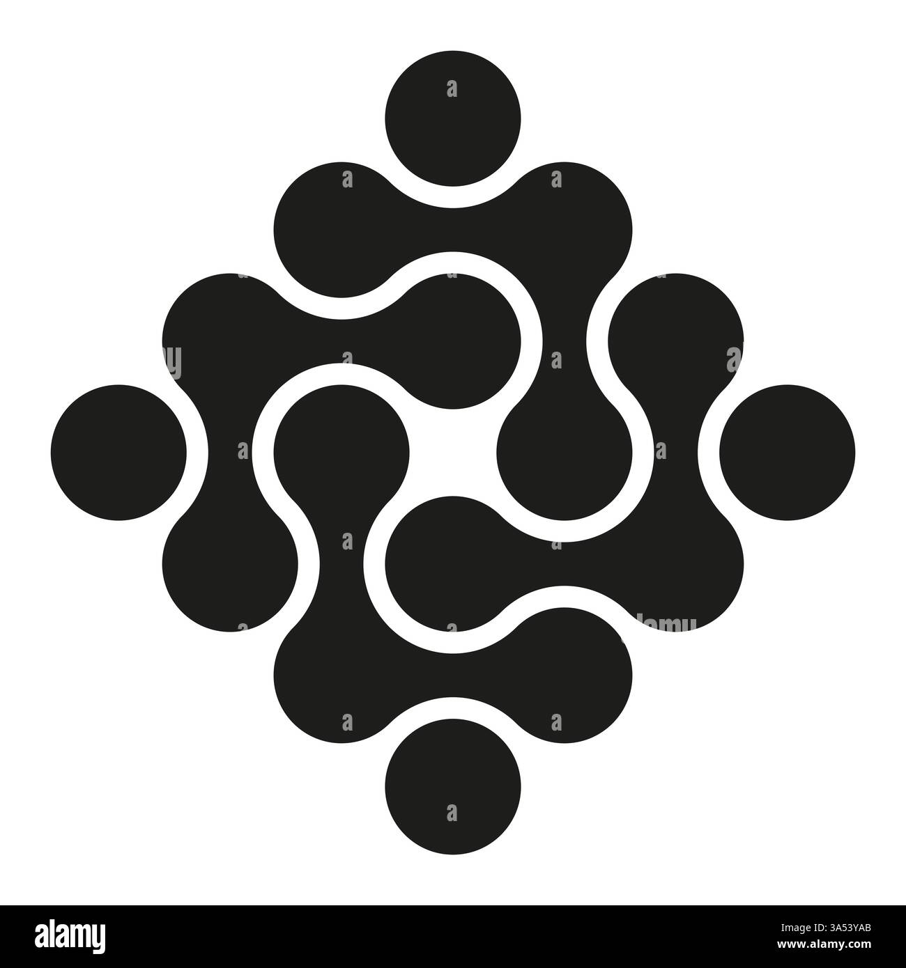 Abstract molecule shape. Geometric circular design. Connected bold ...