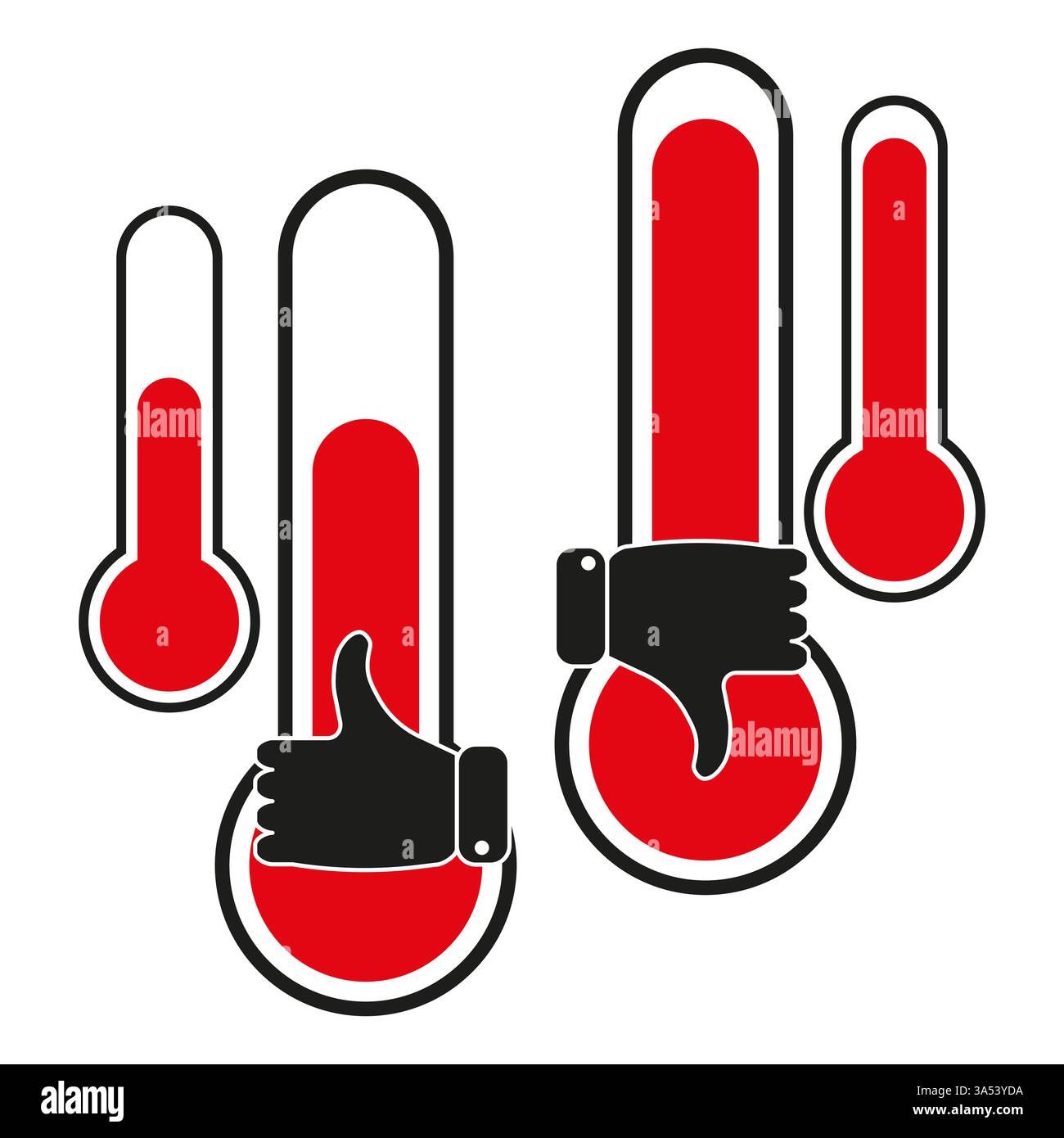 Temperature scale icon. Heat measurement symbol. Red thermometer sign. Vector weather concept ...