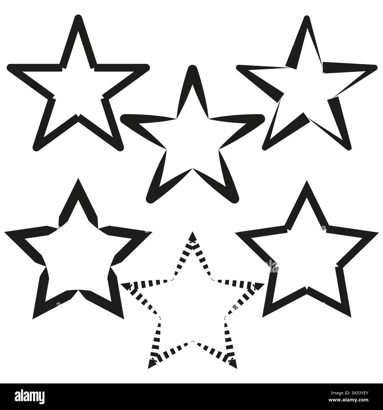 Star shape icon. Rating symbol set. Unique star designs. Vector ...