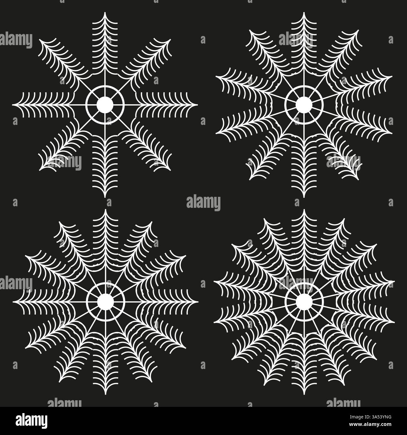 Abstract spiderweb shapes. Geometric symmetric patterns. White lines on ...