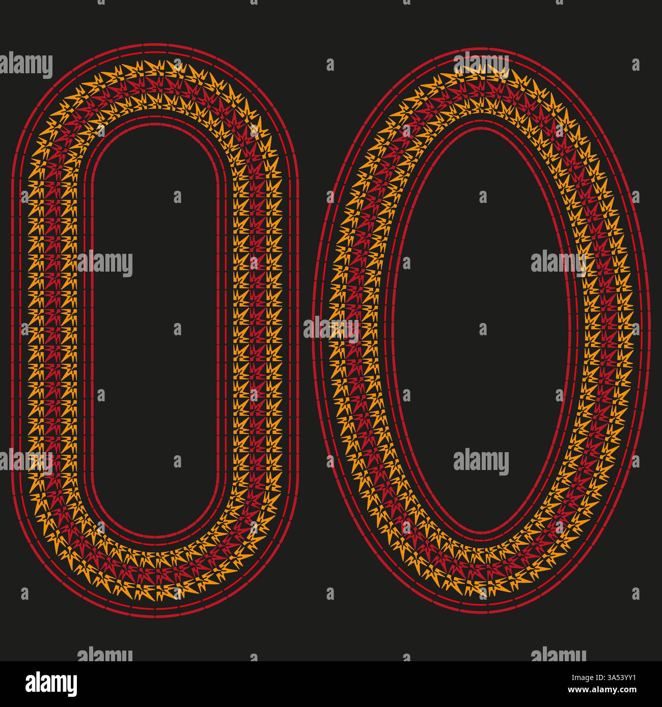 Number zero. Abstract vector shape. Decorative black pattern. Optical ...