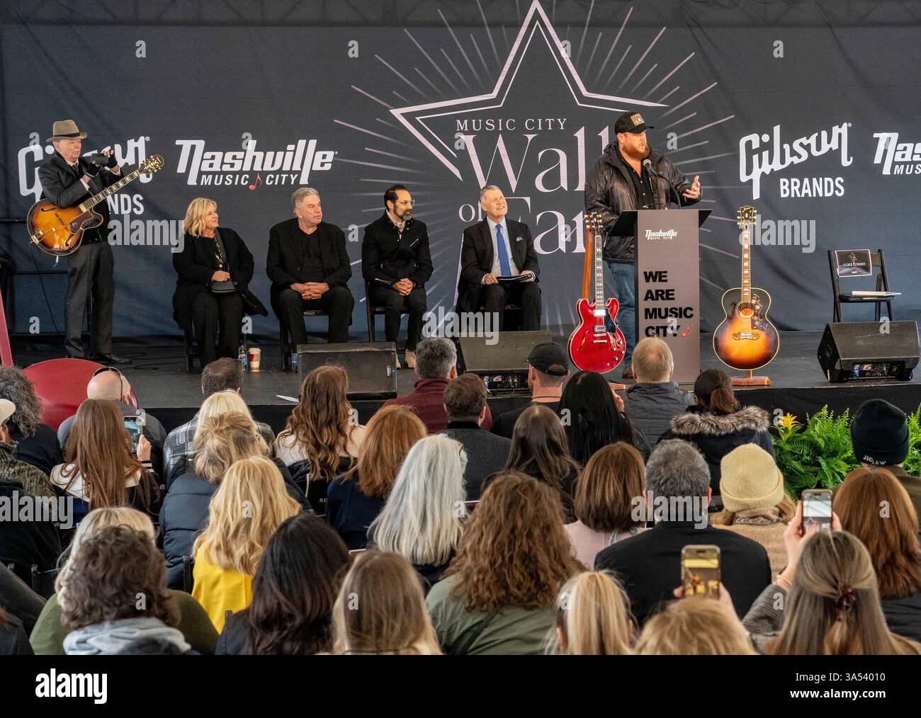Luke Combs attends a ceremony honoring him with a star on the Music ...