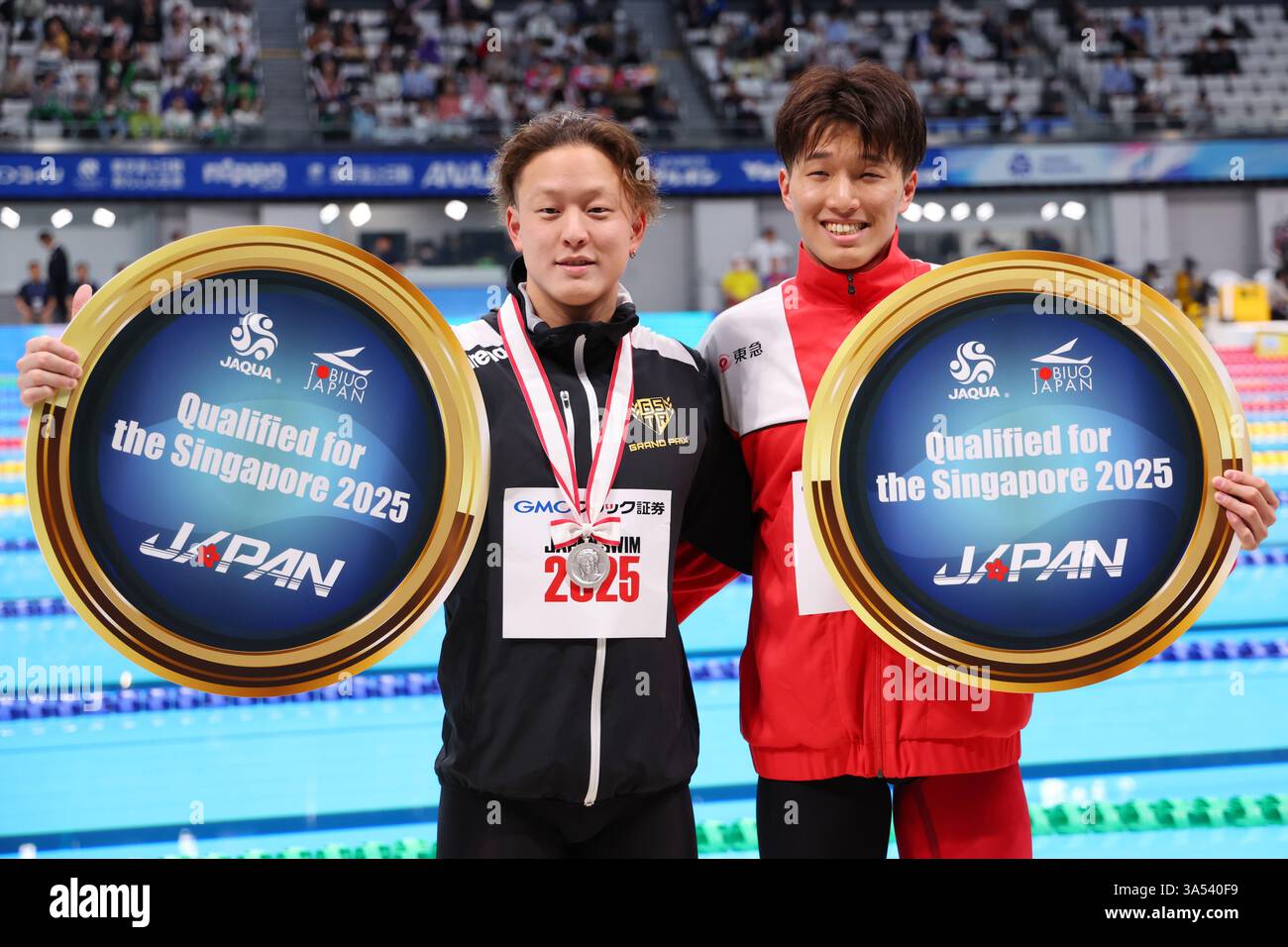 Tokyo Aquatics Centre, Tokyo, Japan. 20th Mar, 2025. (L-R) Taku ...