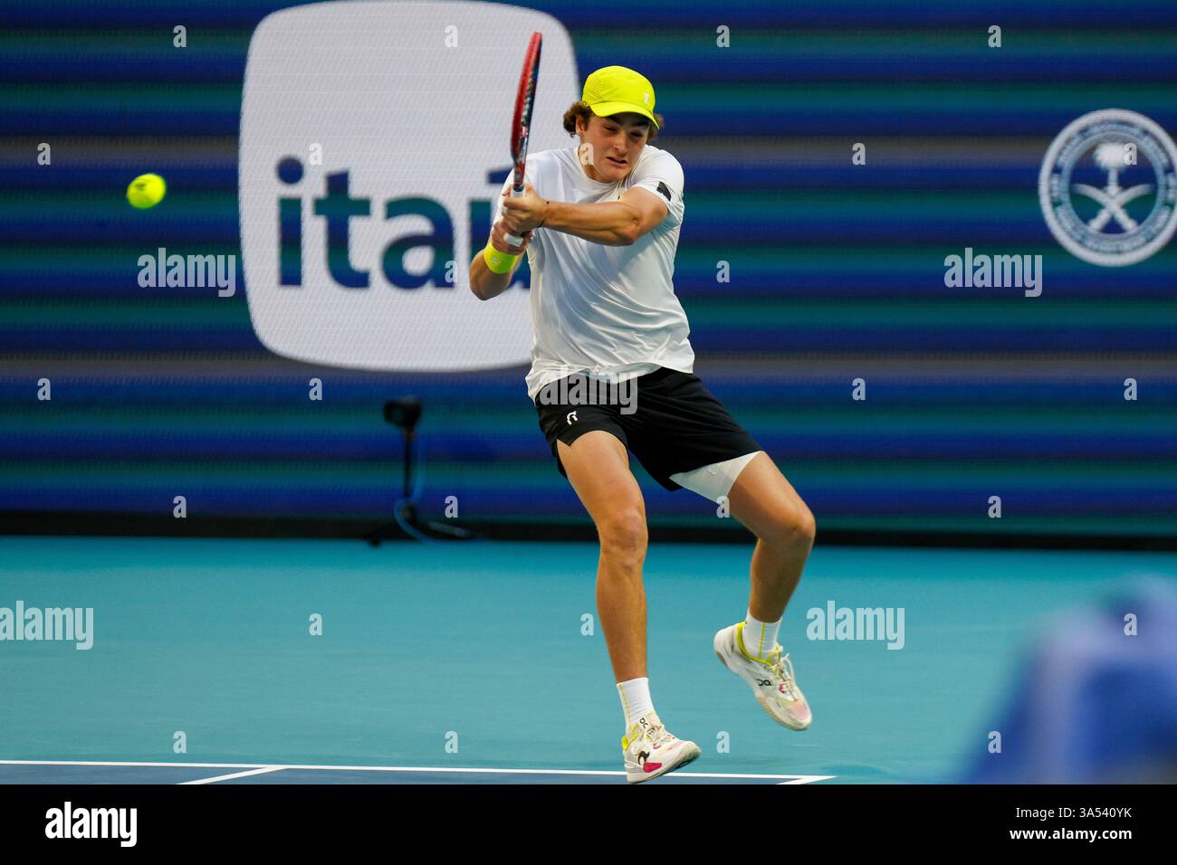 MIAMI GARDENS, FL - MARCH 20: Joao Fonseca (BRA)in action during a 1st Round match against ...