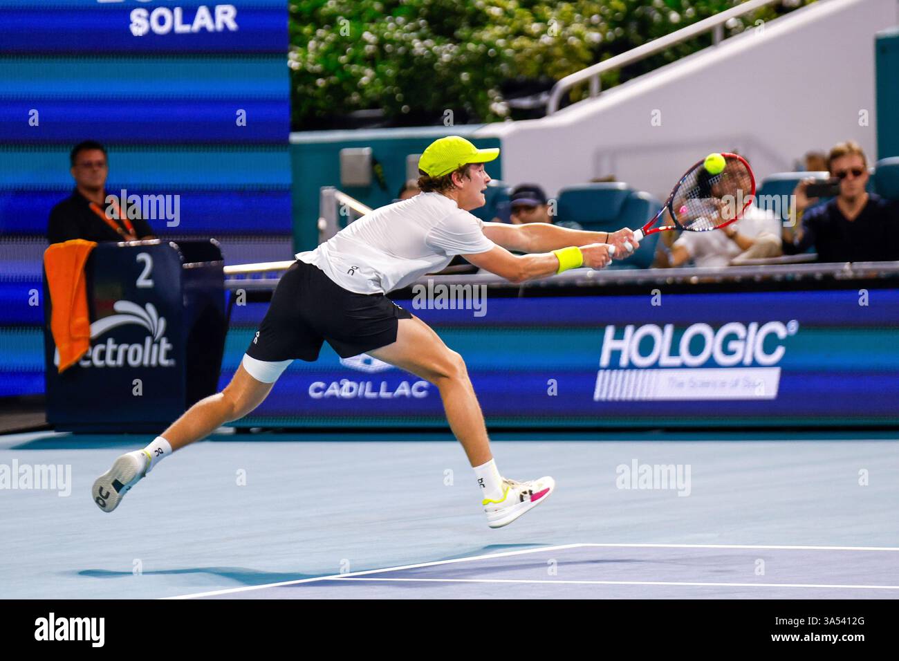 MIAMI GARDENS, FL - MARCH 20: Joao Fonseca (BRA)in action during a 1st Round match against ...