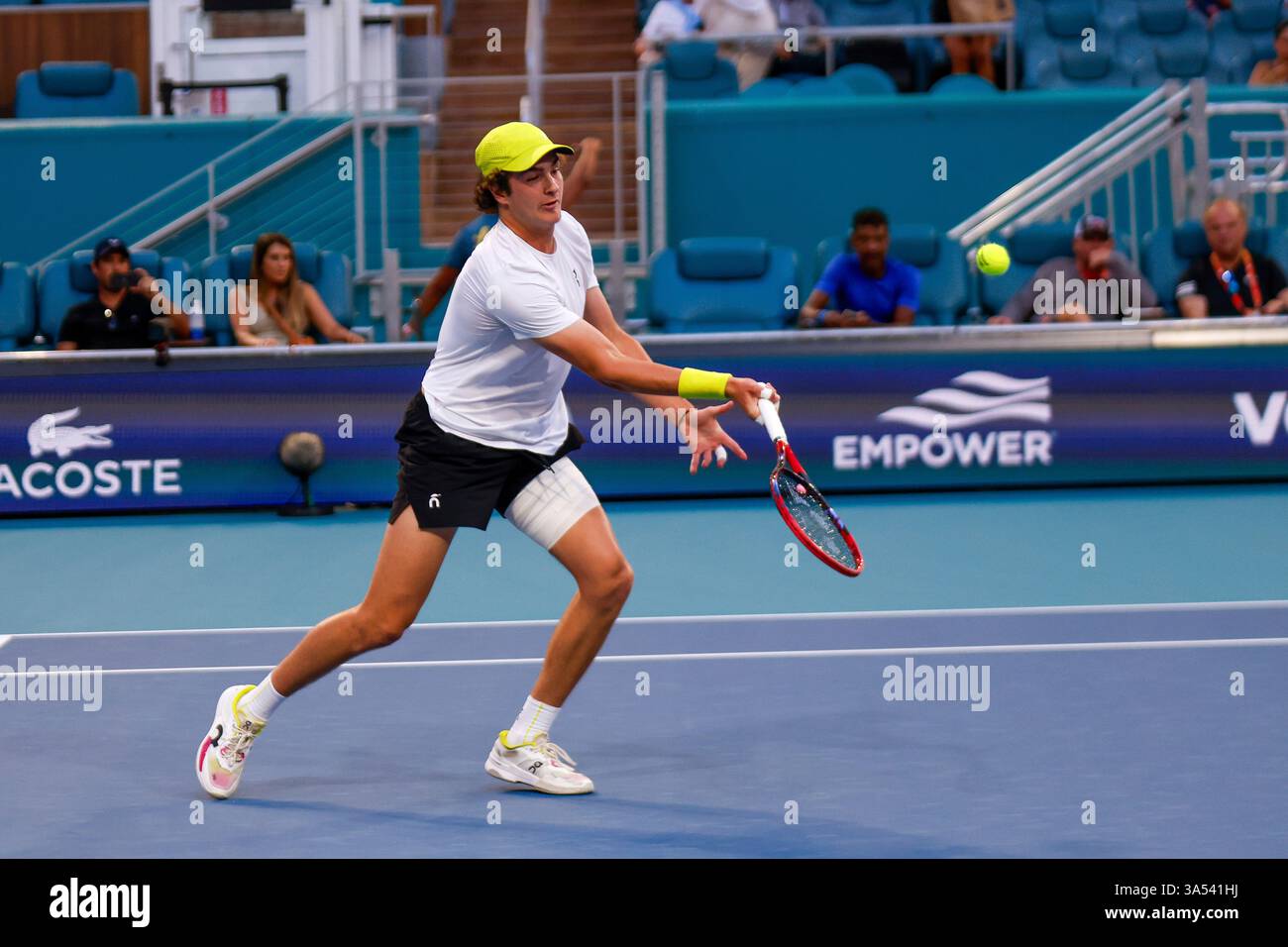 MIAMI GARDENS, FL - MARCH 20: Joao Fonseca (BRA) in action during a 1st Round match against ...