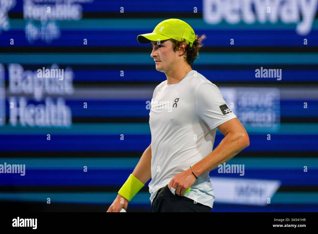 MIAMI GARDENS, FL - MARCH 20: Joao Fonseca (BRA) in action during a 1st ...