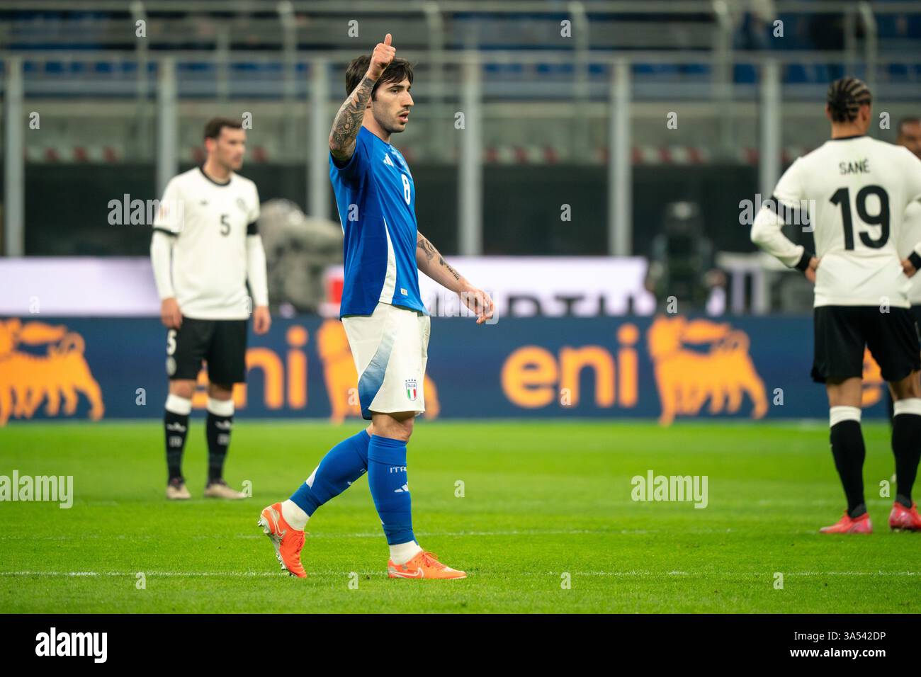 Sandro Tonali (Italy) celebrates his goal with the thumb up during the ...