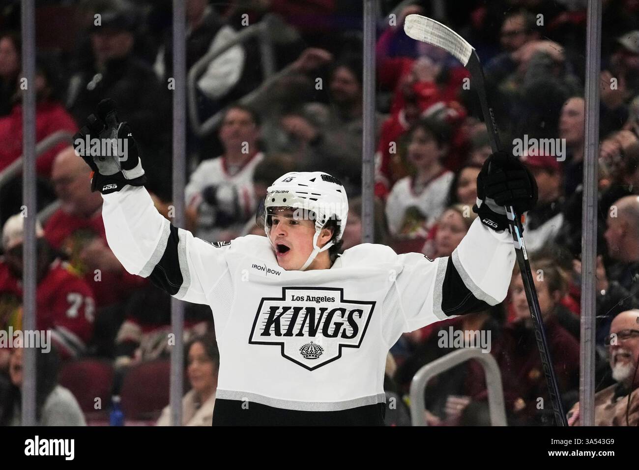 Los Angeles Kings center Alex Turcotte celebrates after scoring against ...