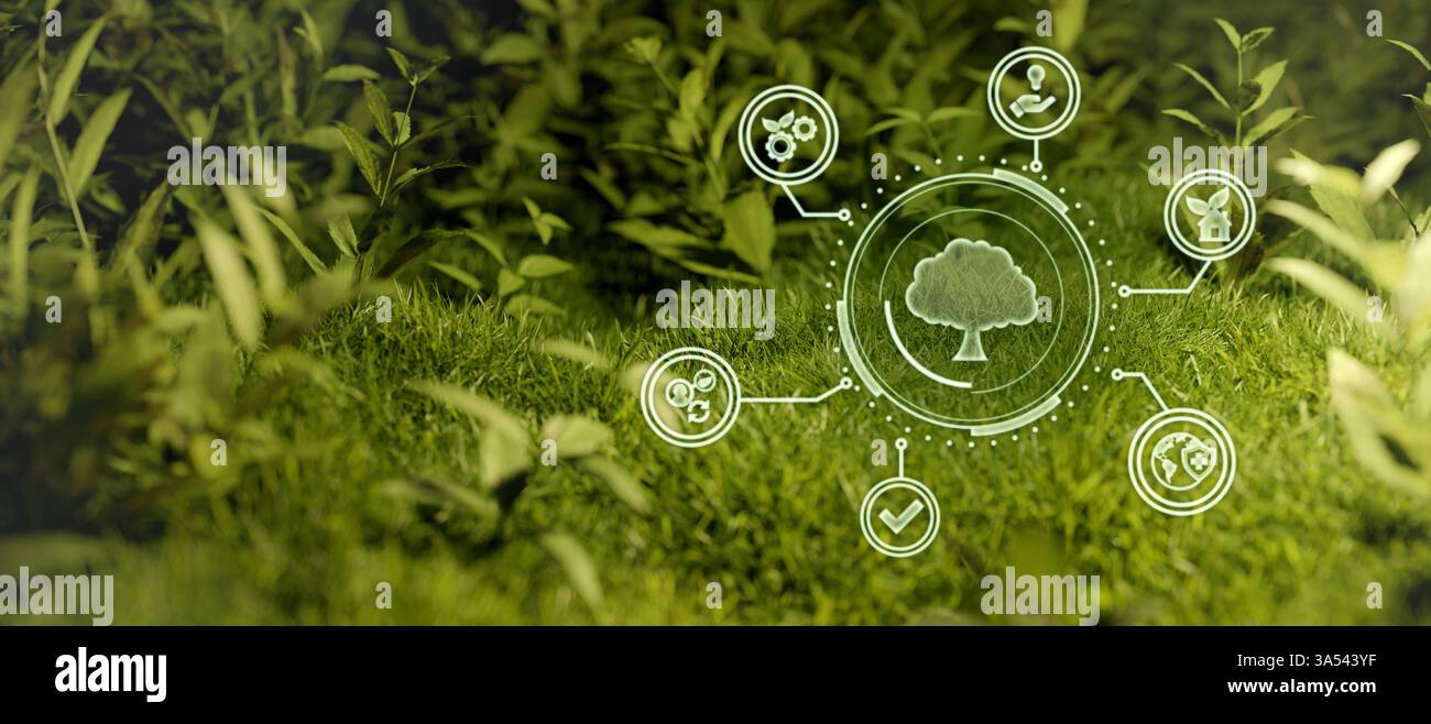 Tree ESG icons, Business cooperation for a sustainable environment ...