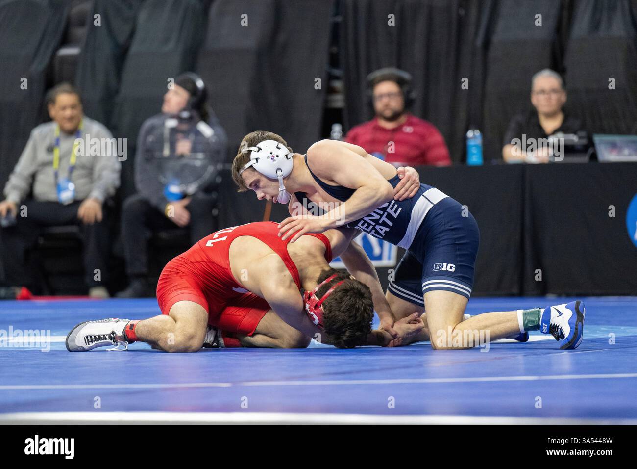 PHILADELPHIA, PA - MARCH 20: Luke Lilledahl of Penn State grapples with Marcello Milani of ...