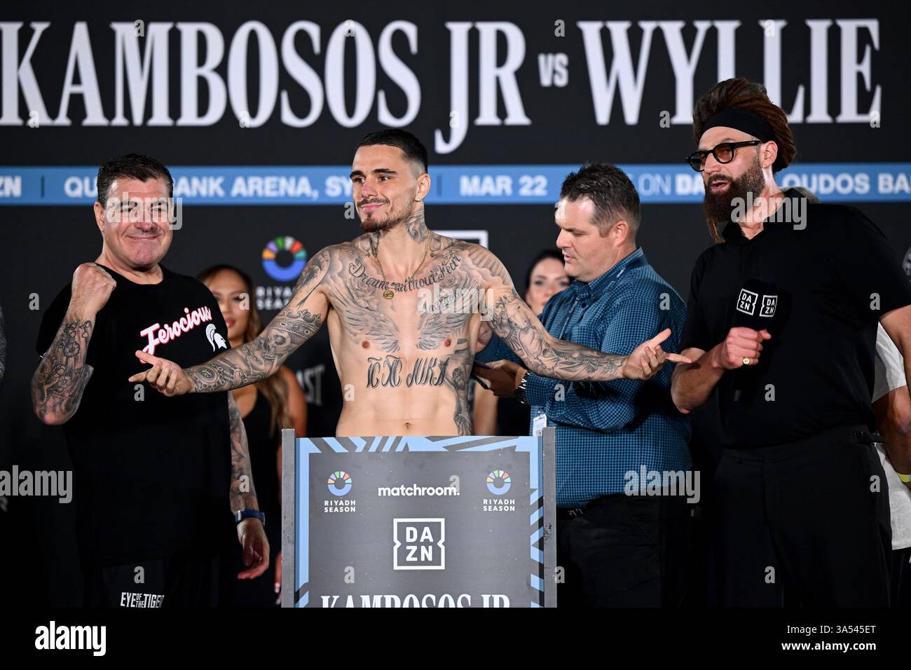 George Kambosos Jr during the official weigh-in ahead of the bout ...