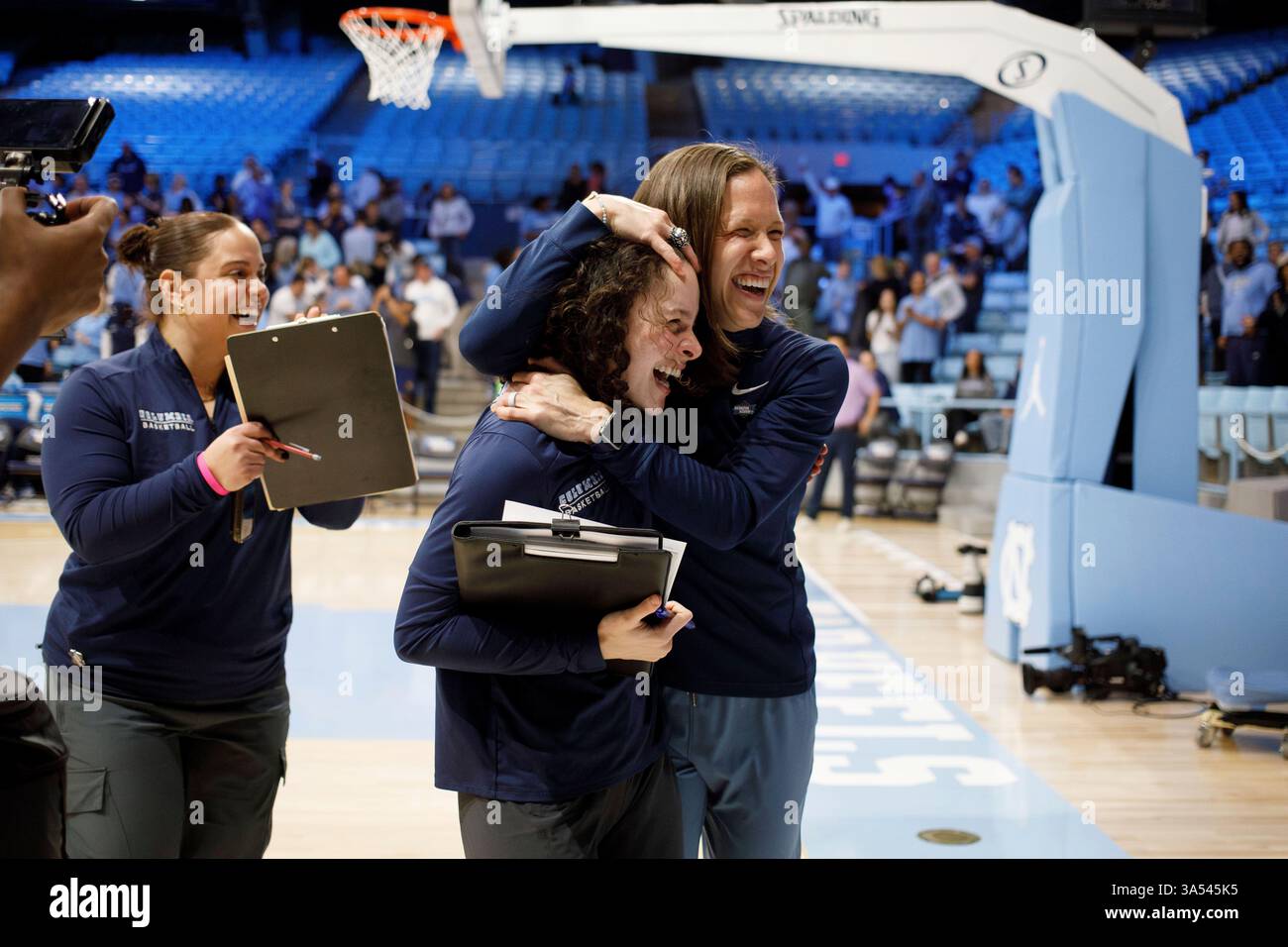 Columbia head coach Megan Griffith, right, celebrates with assistant ...