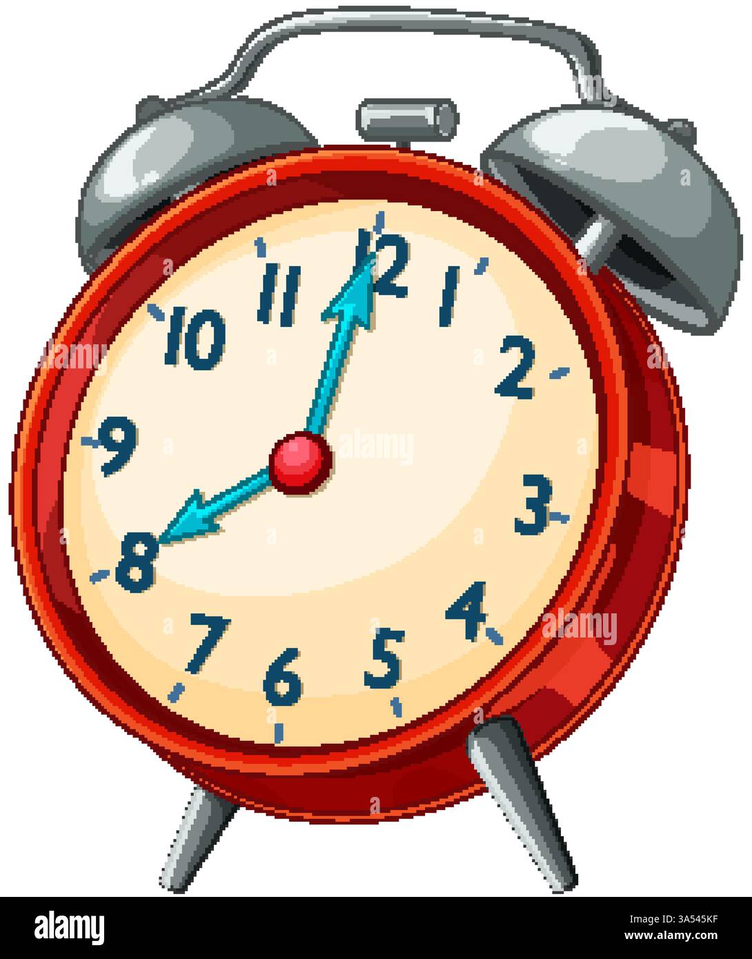 Vector illustration of a vintage red alarm clock with a beige face and ...