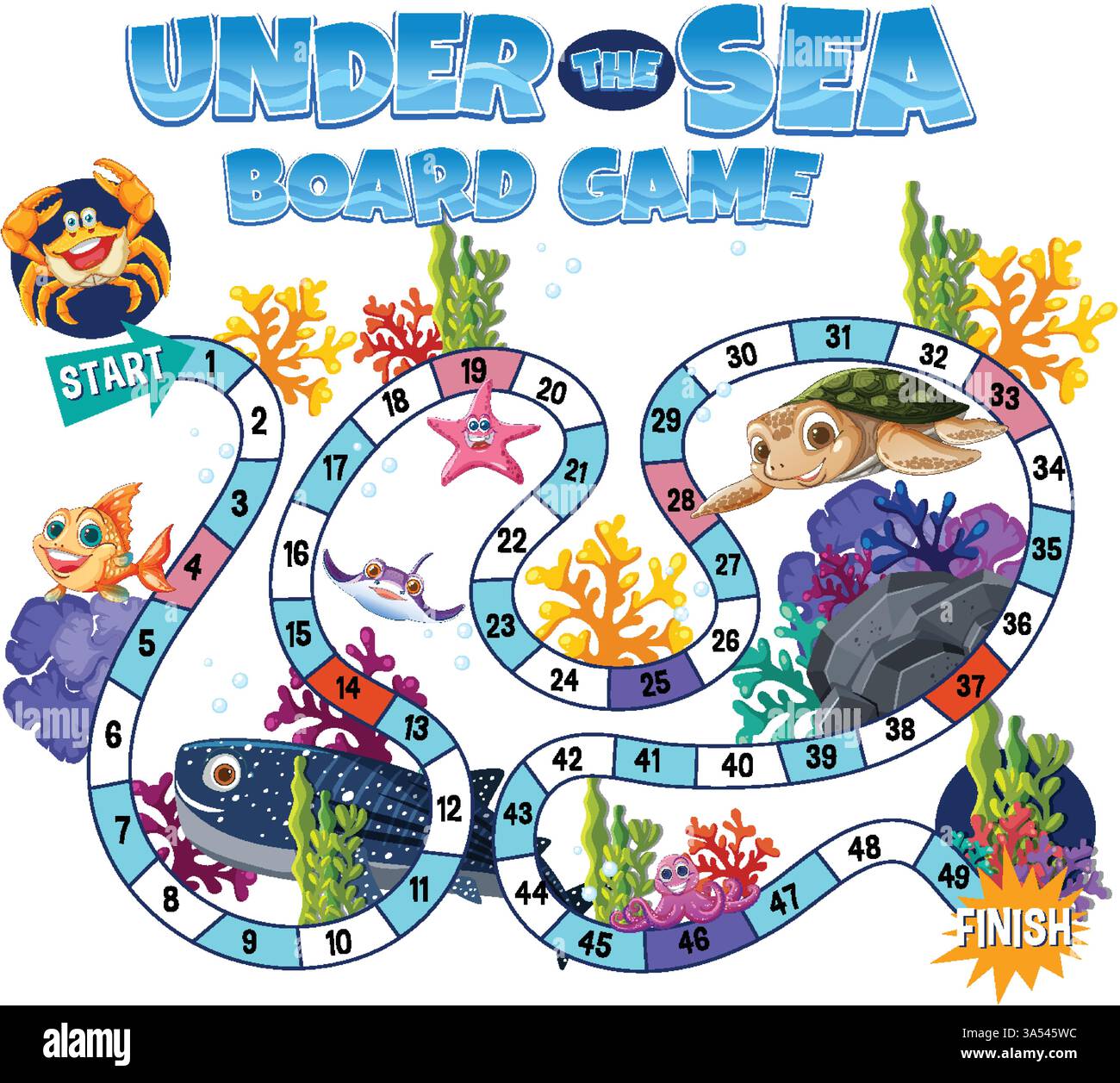 Colorful board game with marine life illustrations Stock Vector Image ...