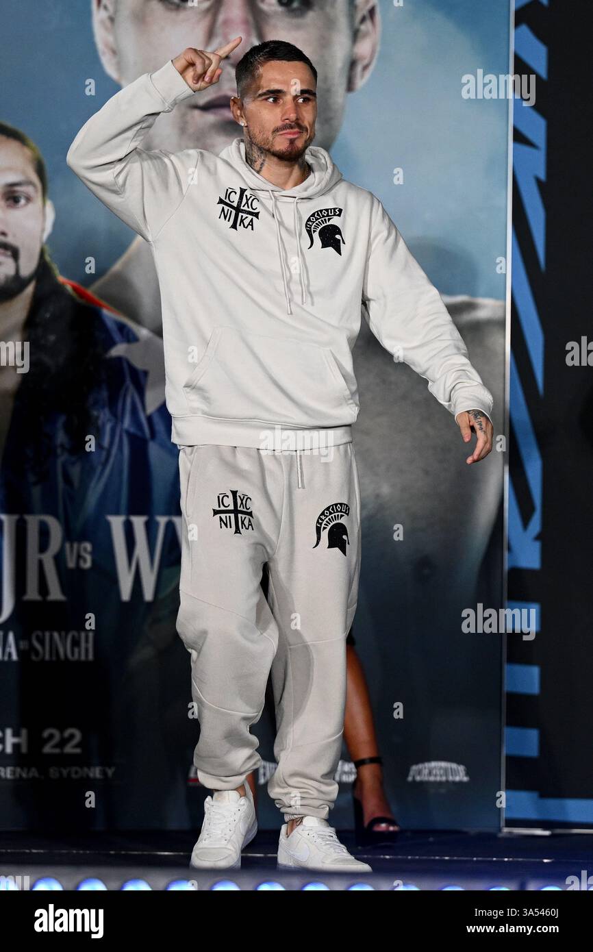 George Kambosos Jr during the official weigh-in ahead of the bout ...