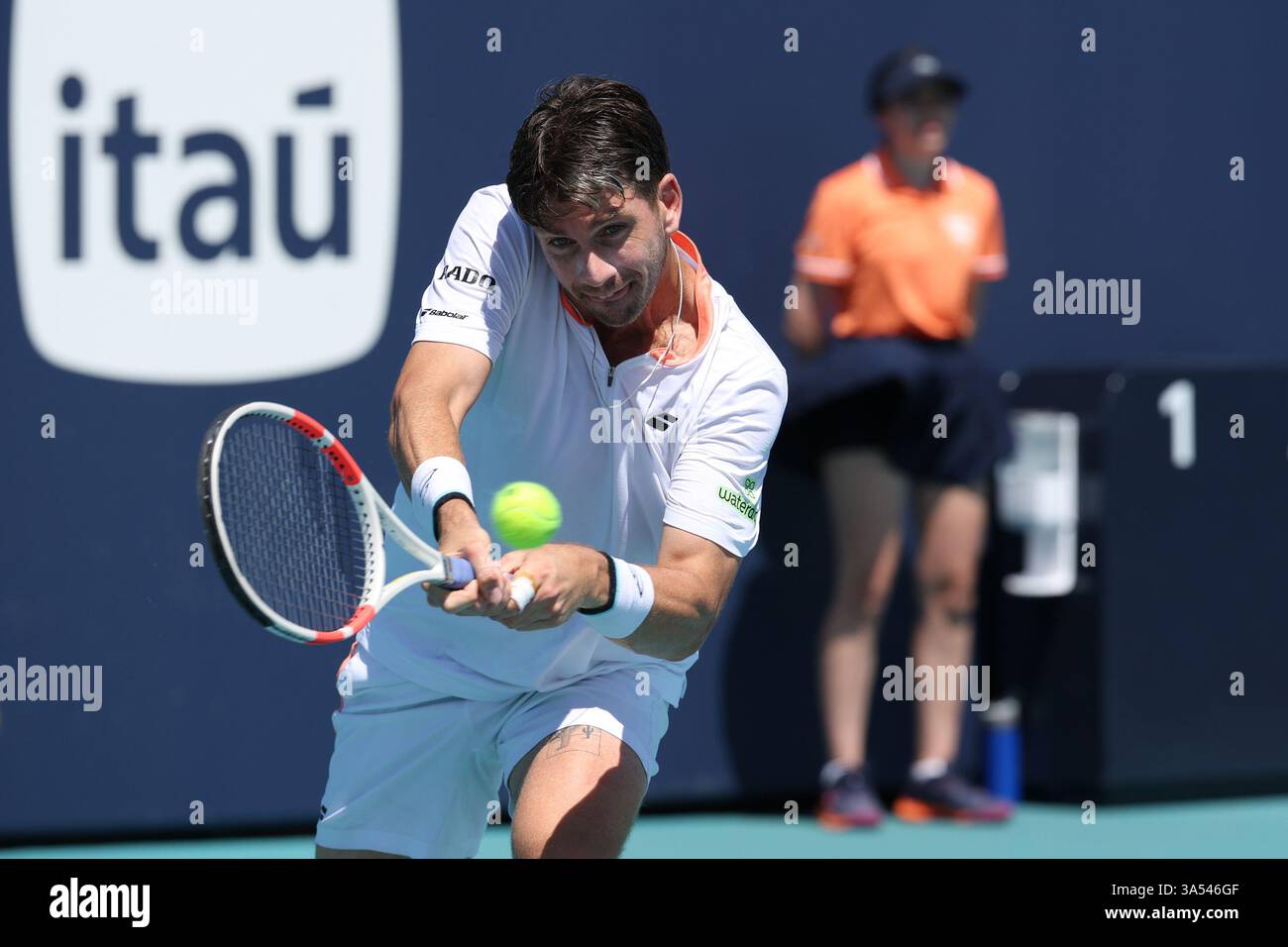 Miami Gardens, Florida, USA. 20th Mar, 2025. Yunchaokete Bu of China defeats Cameron Norrie of ...