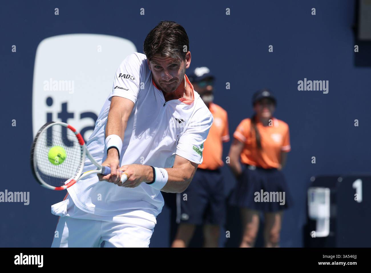 Miami Gardens, Florida, USA. 20th Mar, 2025. Yunchaokete Bu of China defeats Cameron Norrie of ...
