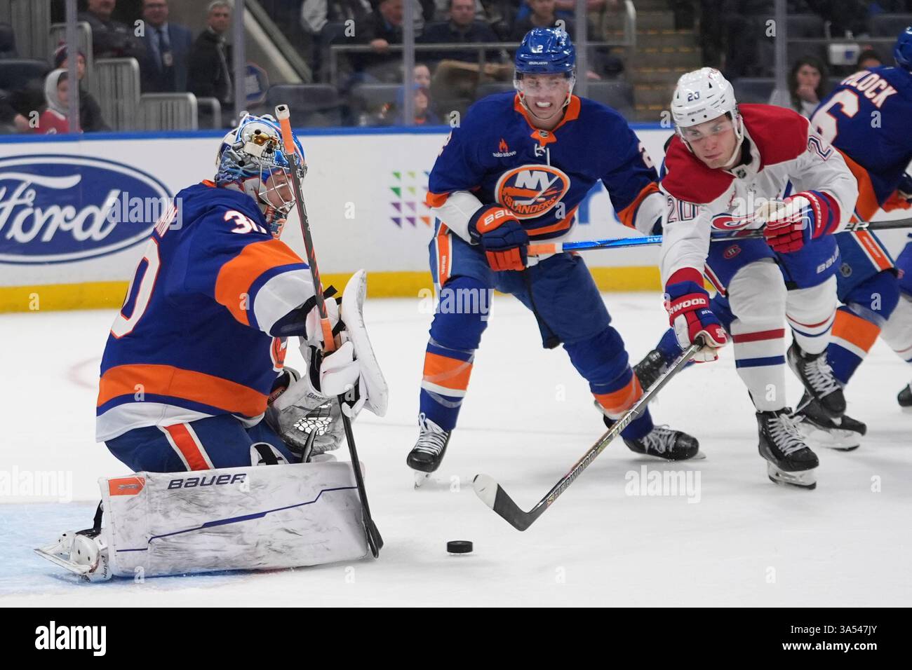 New York Islanders goaltender Ilya Sorokin (30) stops a shot by ...