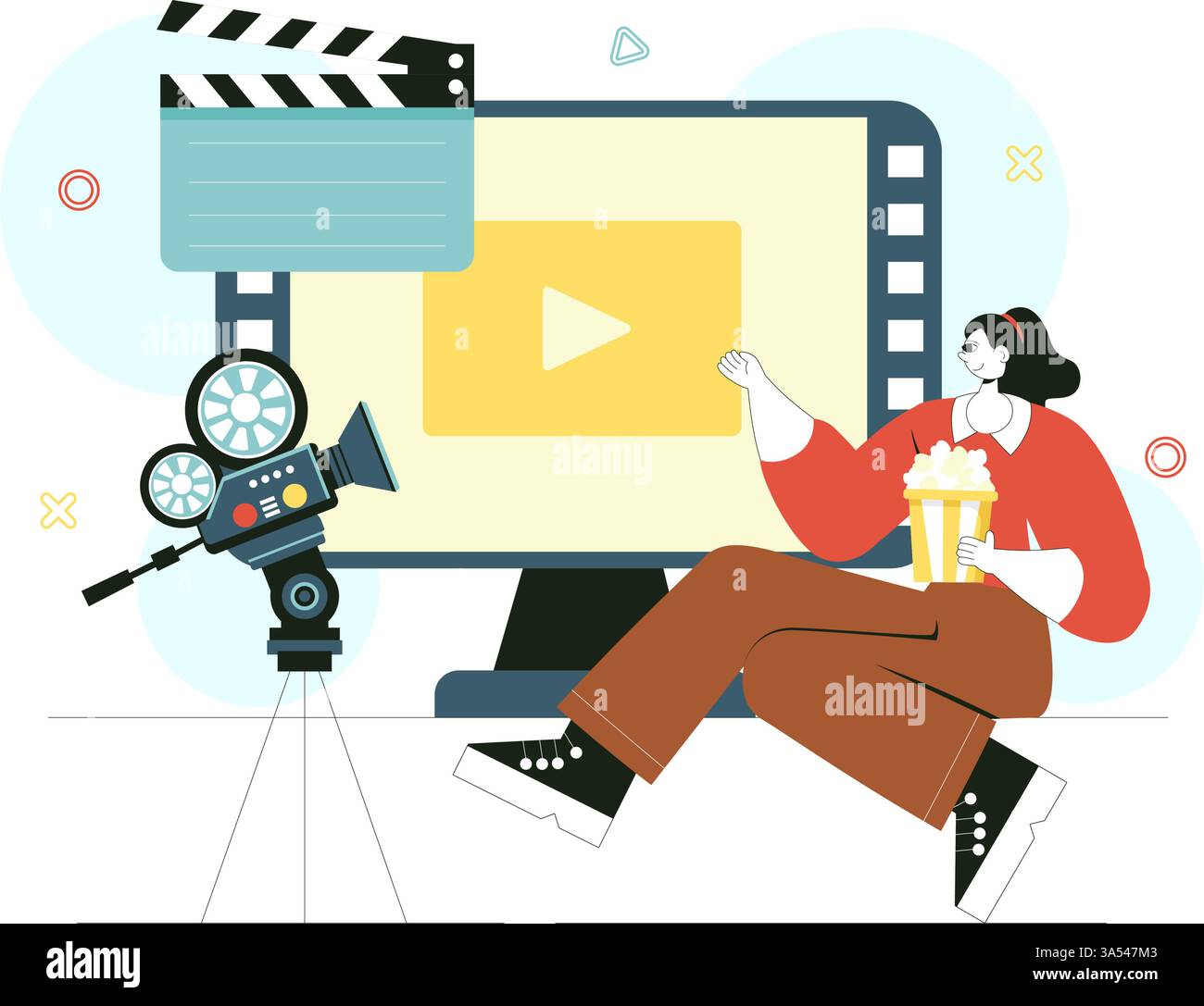 Film Festival Vector Illustration Featuring Cinematography and the Process of Shooting Movies ...