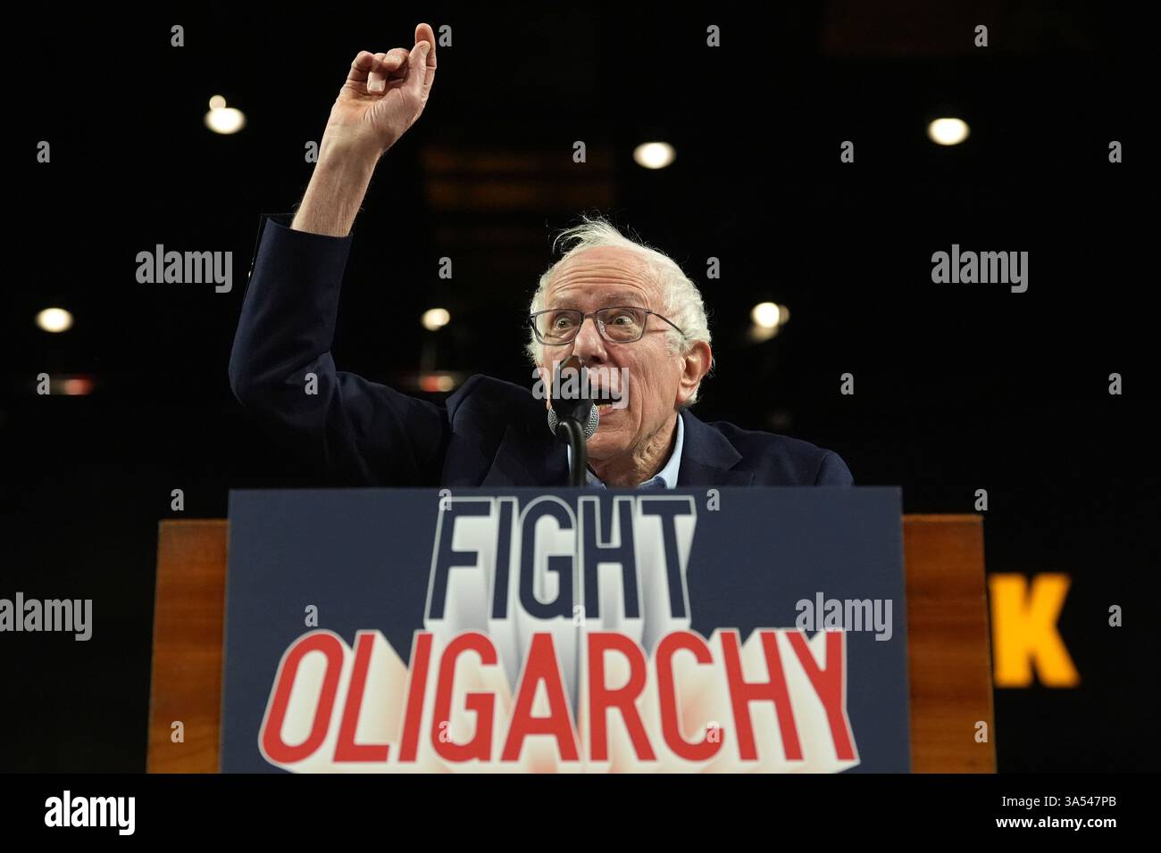 Sen. Bernie Sanders, I-Vt., speaks during a "Fighting Oligarchy" tour ...
