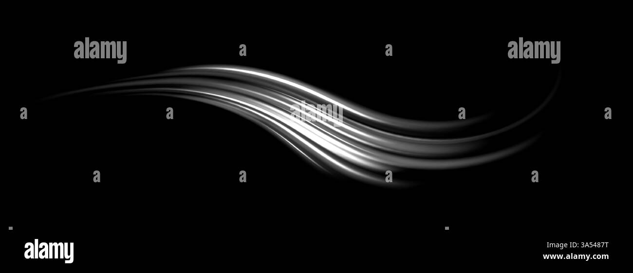 Grey wind lines element. Light gray curve speed effect. Air stream flow ...
