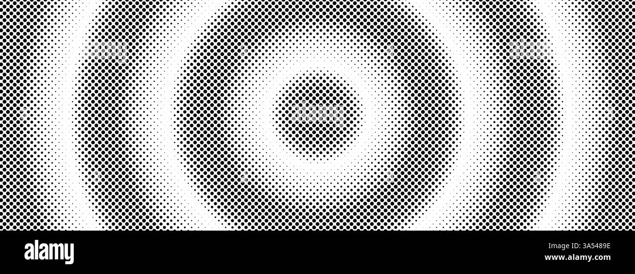 Halftone concentric circle background. Black and white dotted circular ...