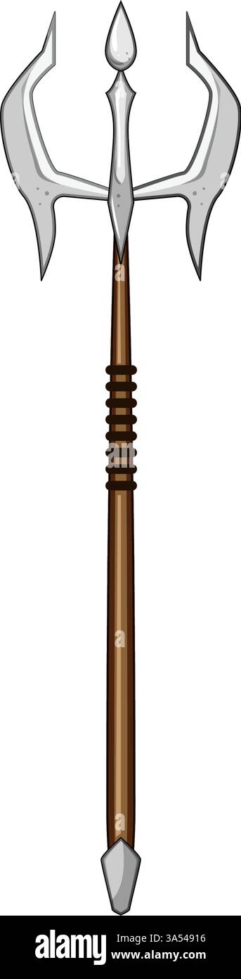 greek trident magic cartoon vector illustration Stock Vector Image ...