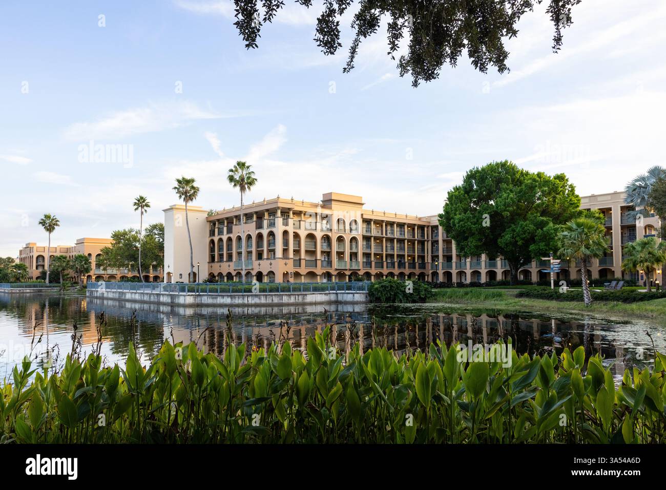 Early morning view of hotel rooms at Disney's Coronado Springs Resort ...