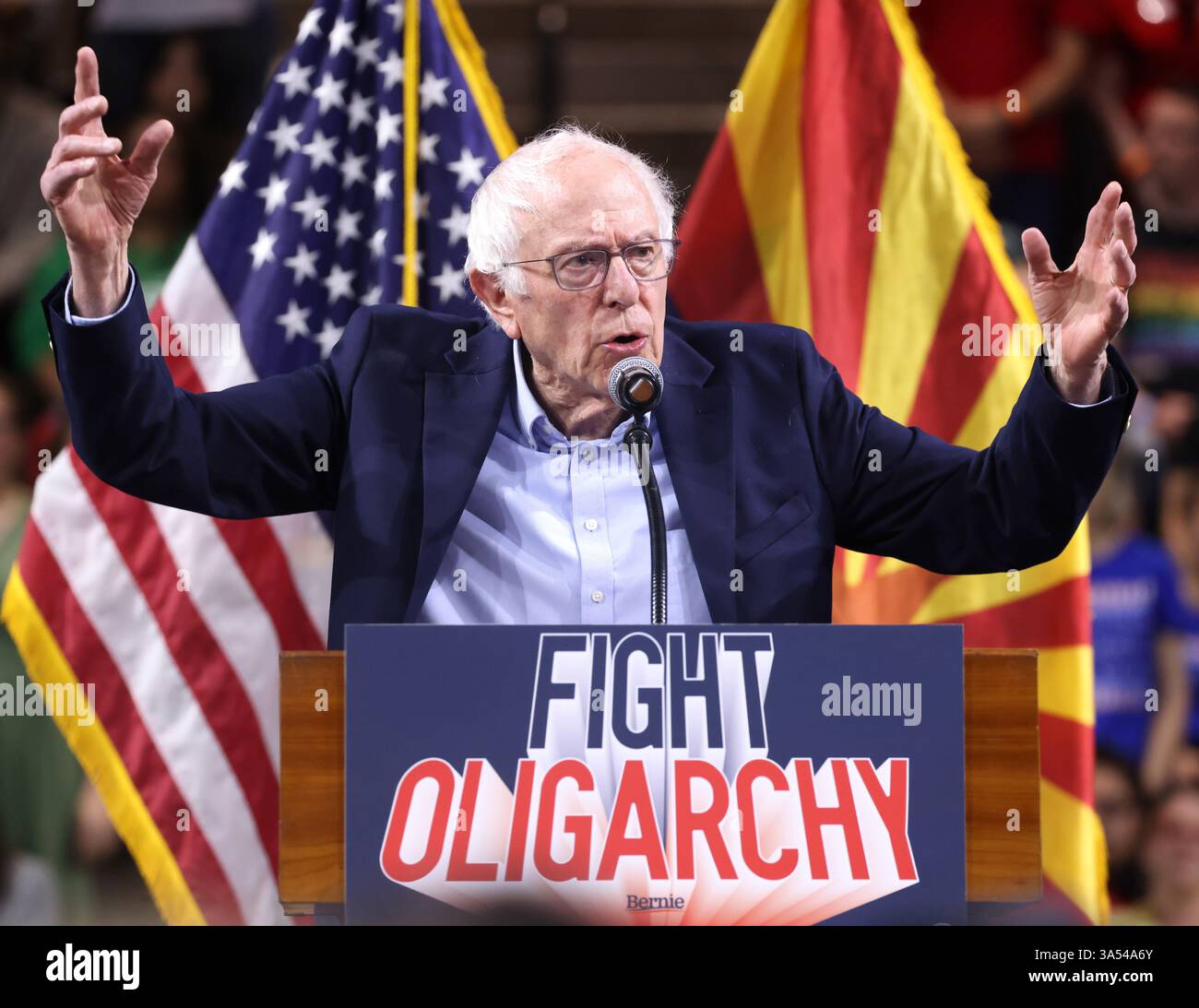 Tempe, Arizona, USA. 20th Mar, 2025. Senator BERNIE SANDERS speaking at ...