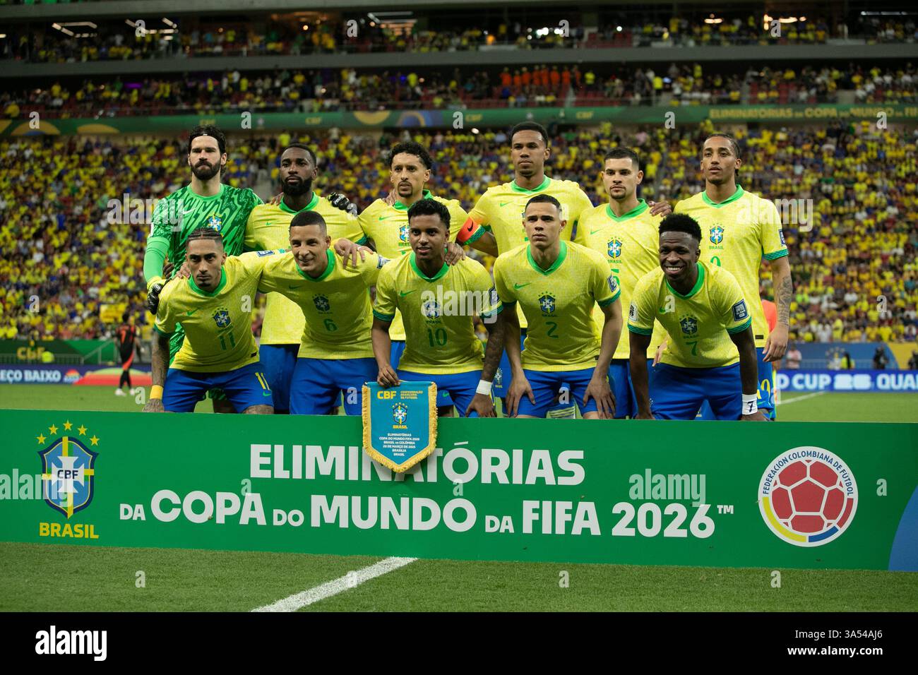 Brasilia, Brazil. 20th Mar, 2025. Players of Brazil during the 2026 ...