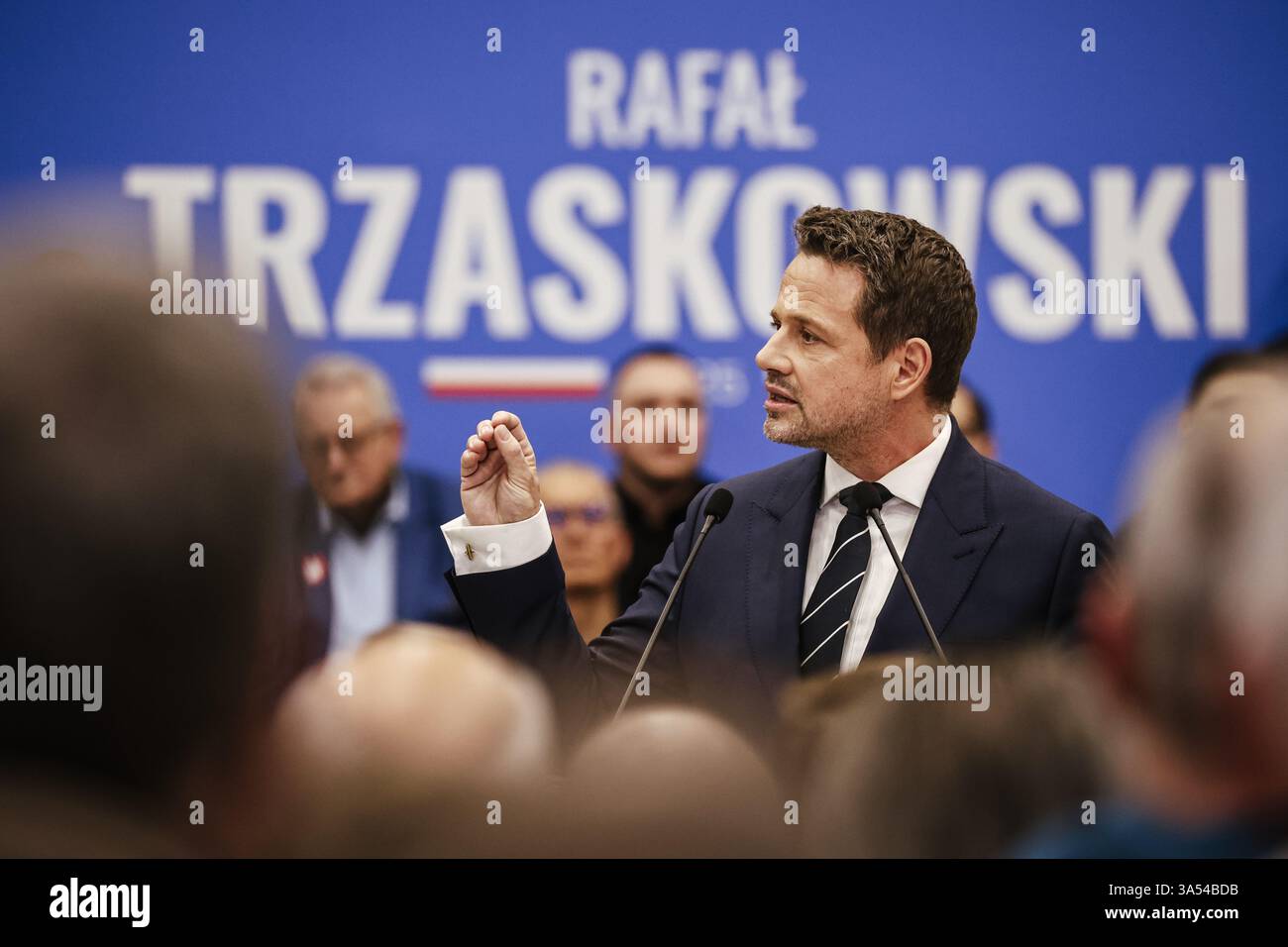 March 14, 2025, Cracow, Poland: Rafal Trzaskowski delivers a speech during the convention ...