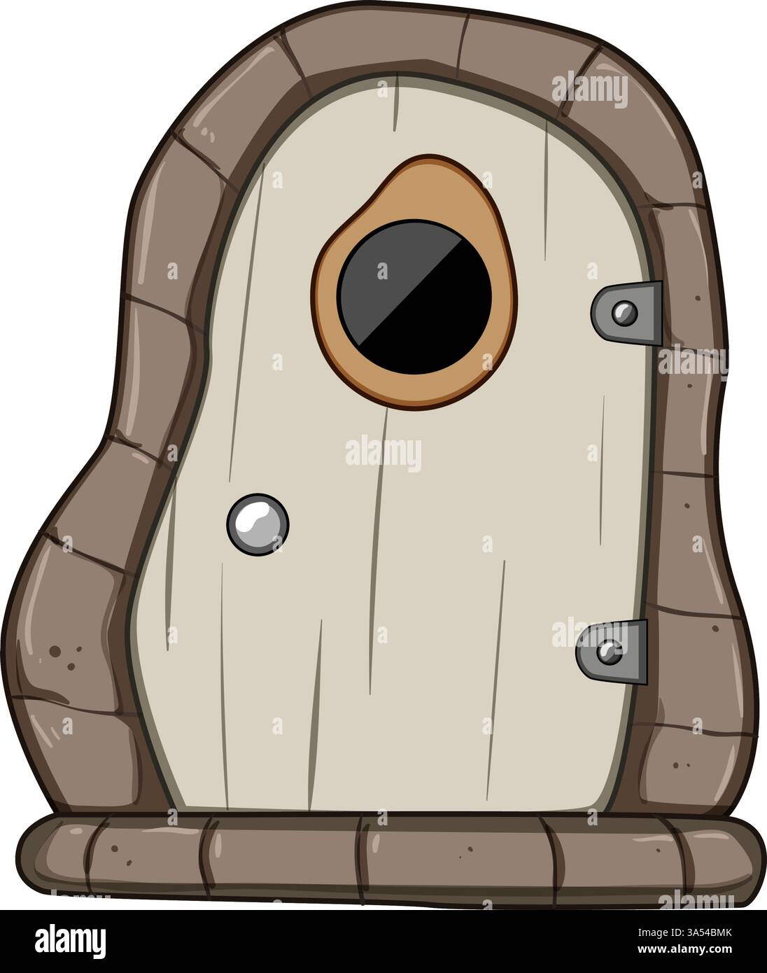 hidden wooden door fairy tale house cartoon vector illustration Stock ...