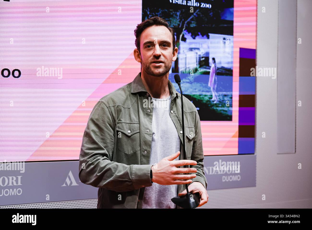 Milan, Italy. 17th Mar, 2025. Joël Dicker attends the presentation of ...