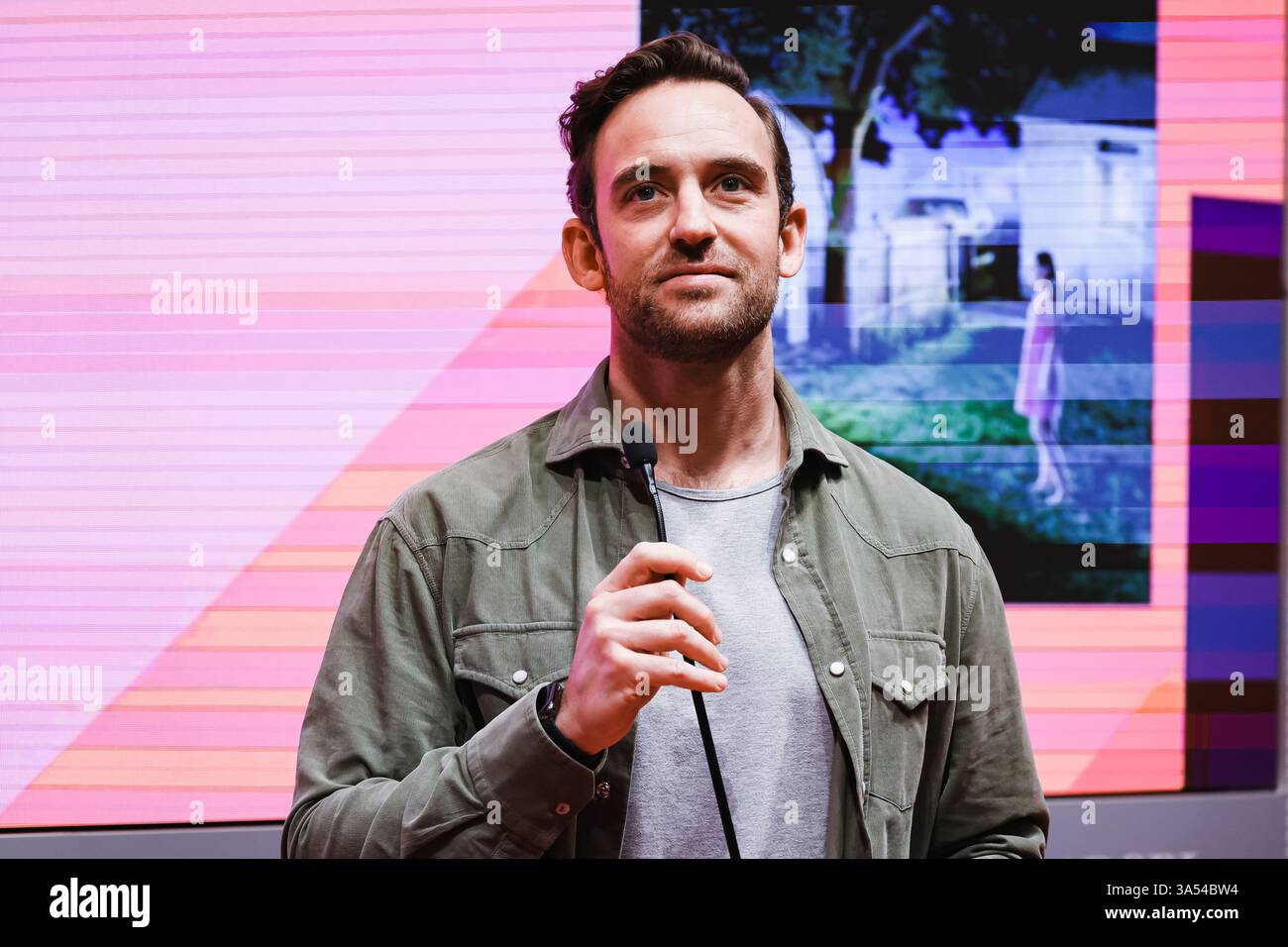 Joël Dicker attends the presentation of the book The Catastrophic Zoo ...