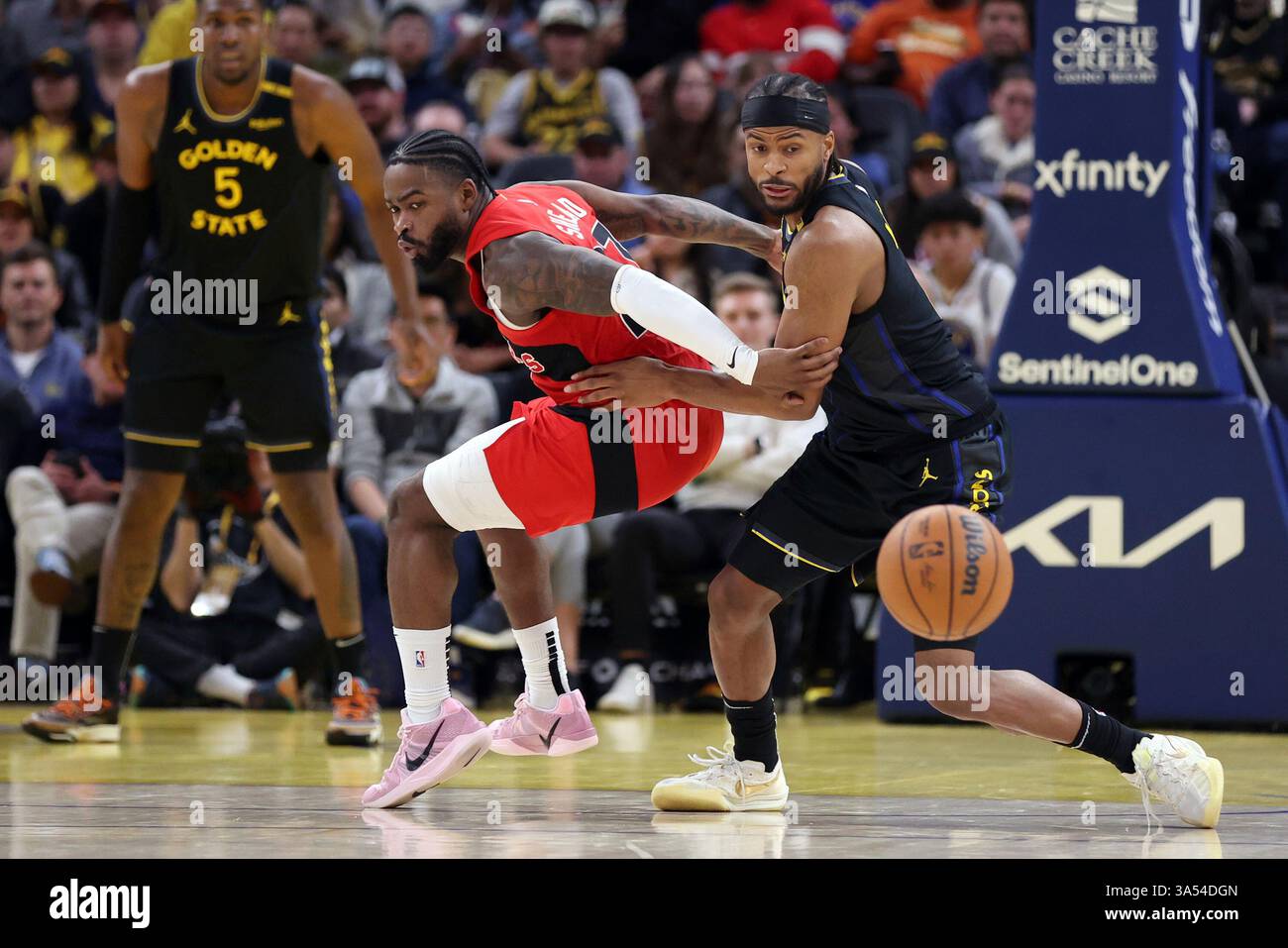 Golden State Warriors' Moses Moody defends against Toronto Raptors ...