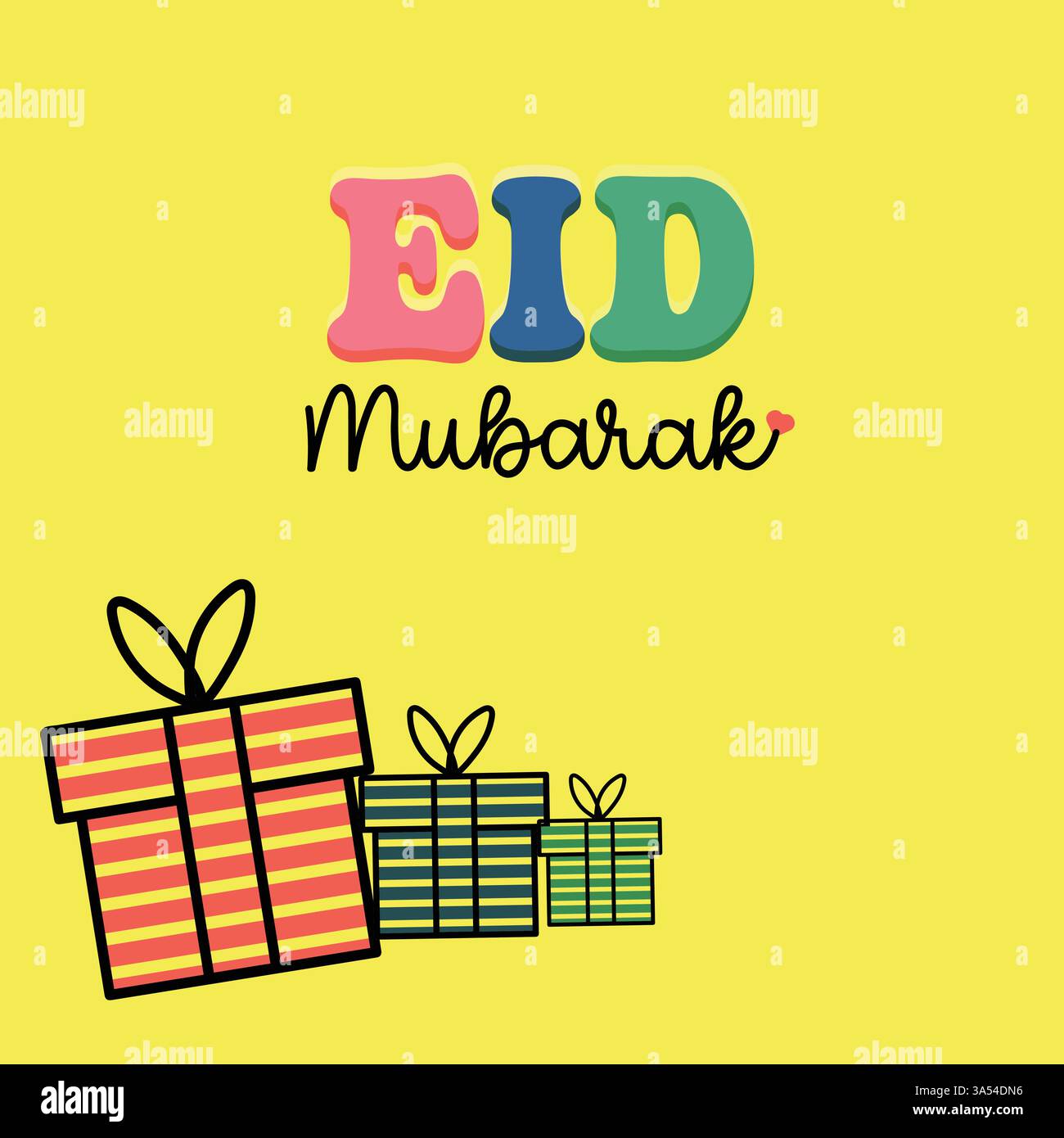 Colorful Eid Mubarak Gift Illustration – Festive Greeting Card Stock ...