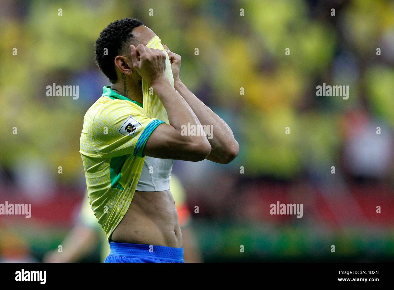 20th March 2025: Brasilia, Brazil: Matheus Cunha of Brazil reacts as a ...