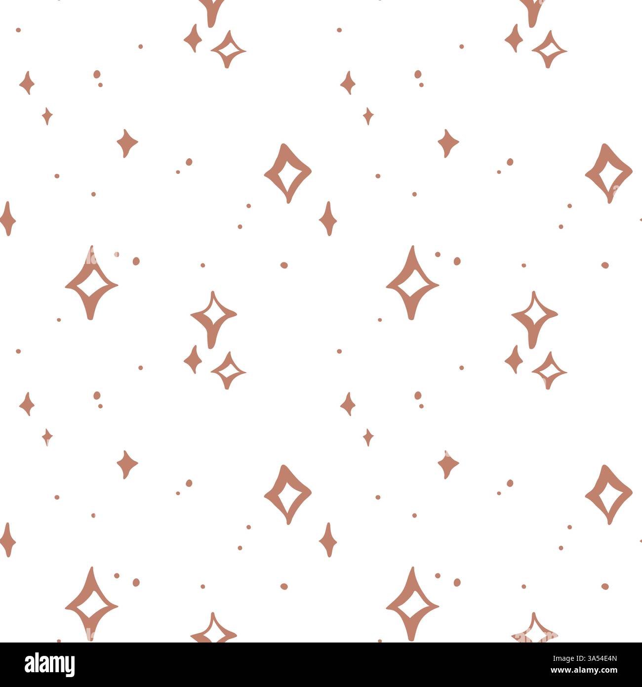 Stars sparkles line art hand drawn seamless pattern. Vector four ...