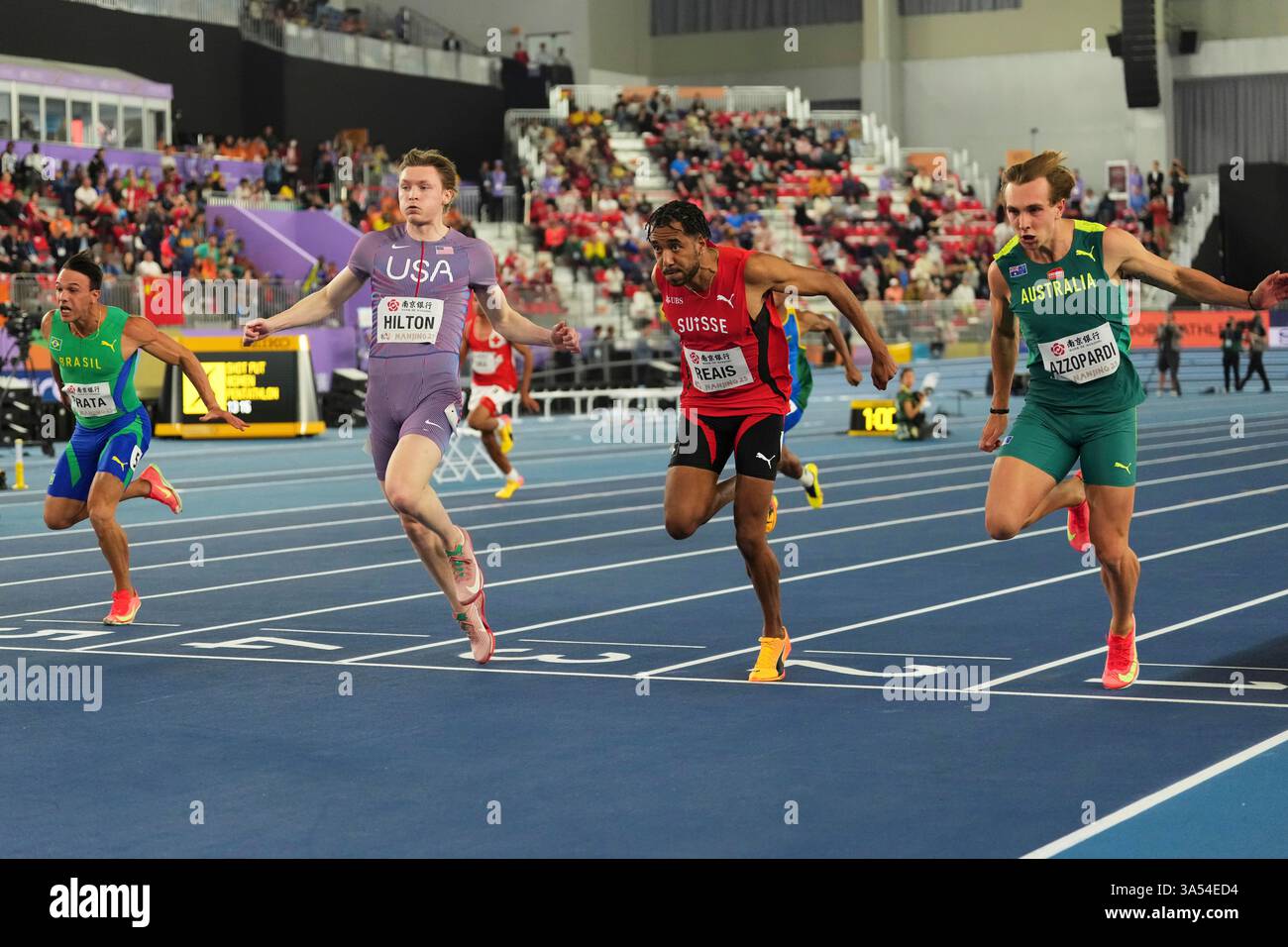 From left, Thiago Prata of Brazil, Coby Hilton of the United States ...