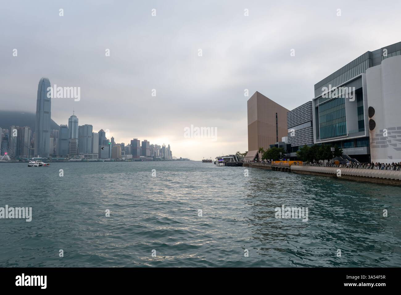 Hong Kong. China- 02.20.2025. A general view of Victoria Harbour showing Hong Kong island ...