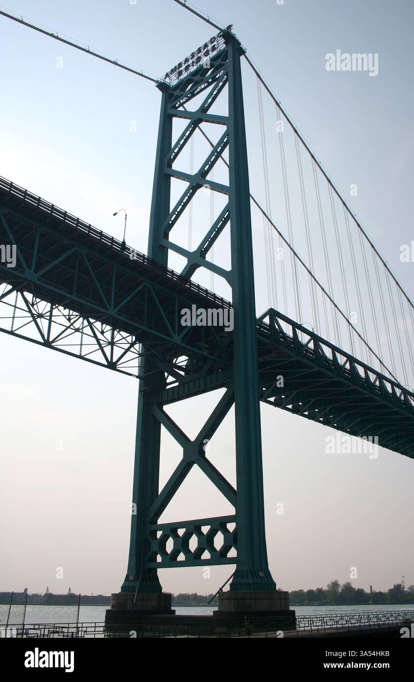 Windsor, ON, Canada-May 24,2007:Close up of The Ambassador Bridge Stock ...