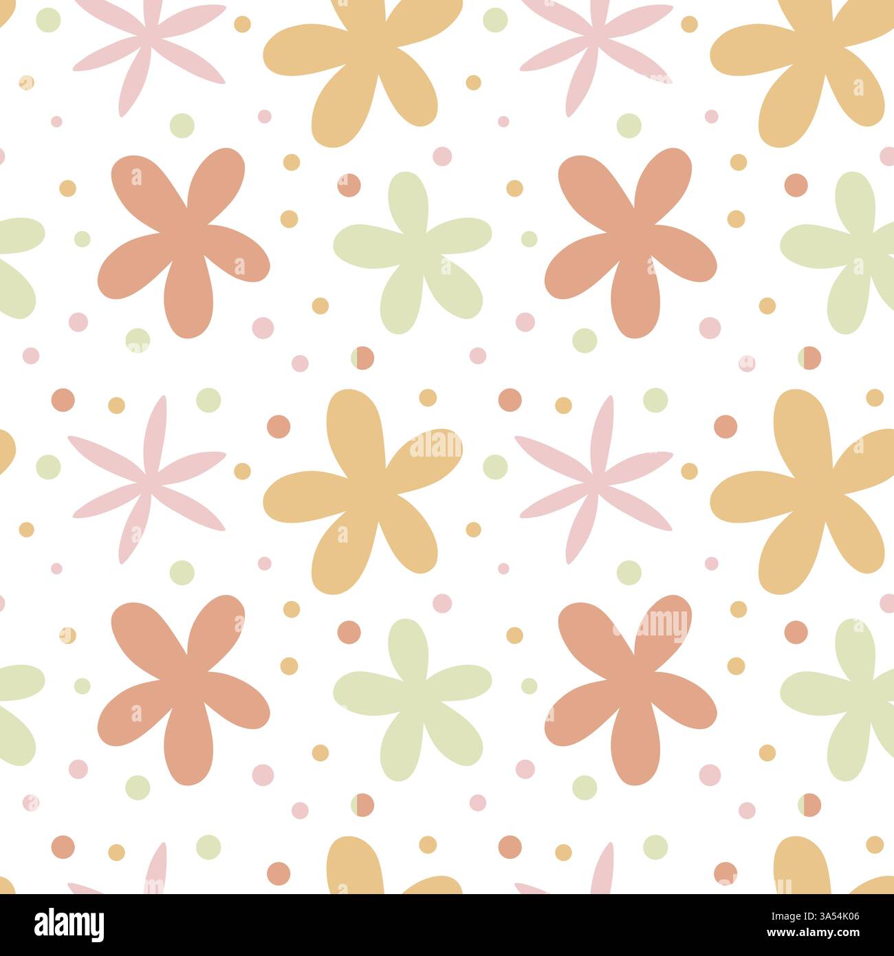 Seamless pastel floral pattern with abstract flowers and dots. Soft ...