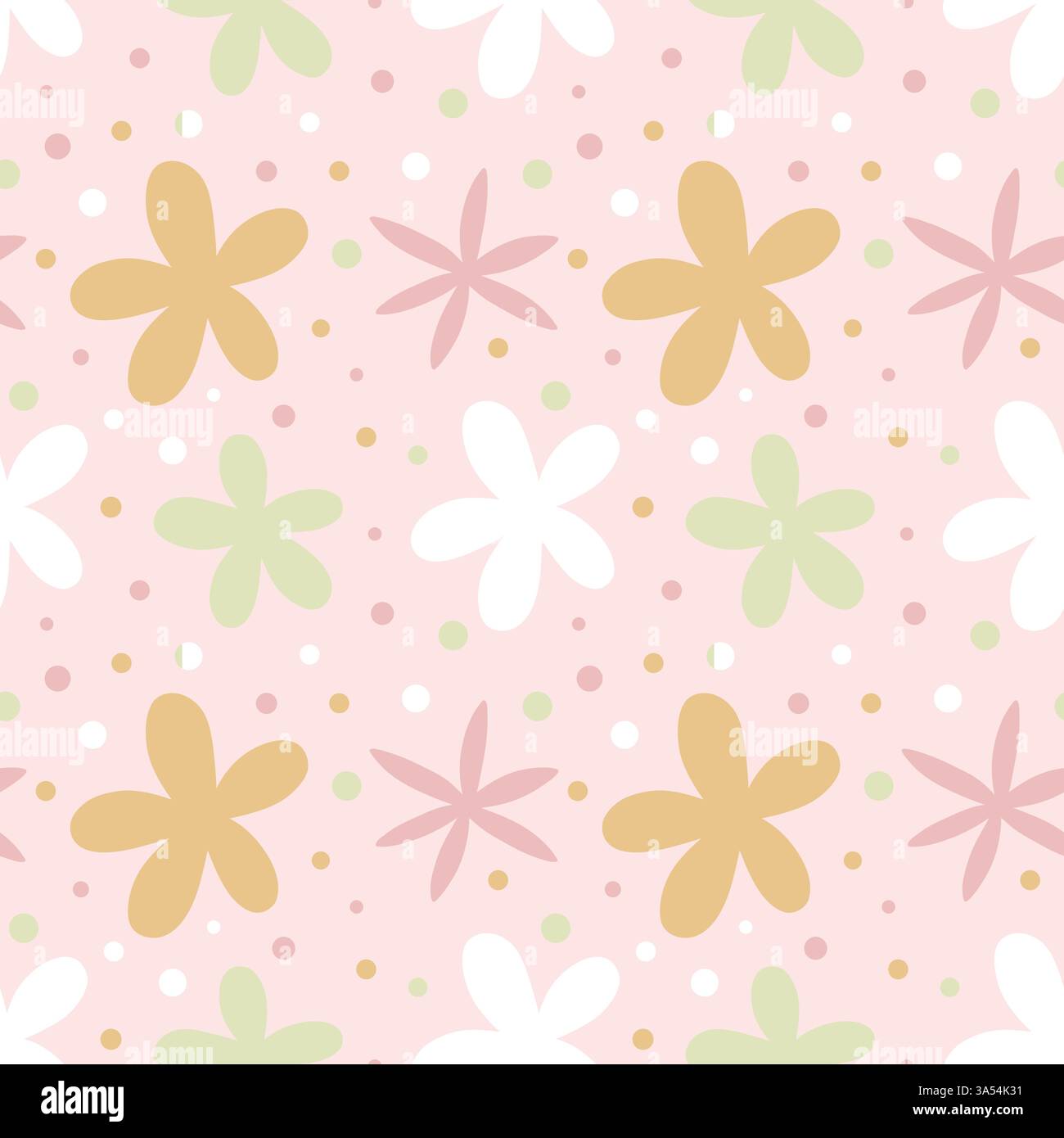 Seamless pastel floral pattern with abstract flowers and dots. Soft ...