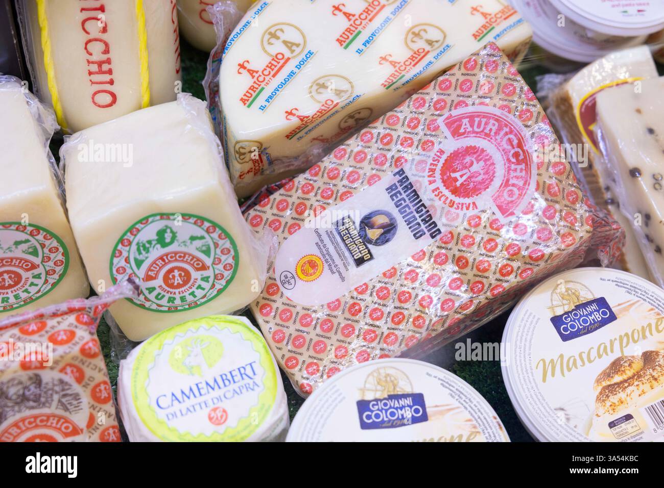 Italian cheese on display inside Italy's exhibition pavilion at FoodEx ...