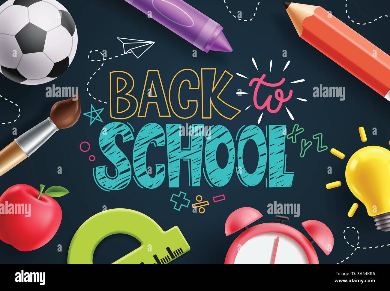 Back to school clipart design. School greeting text clip art with ...