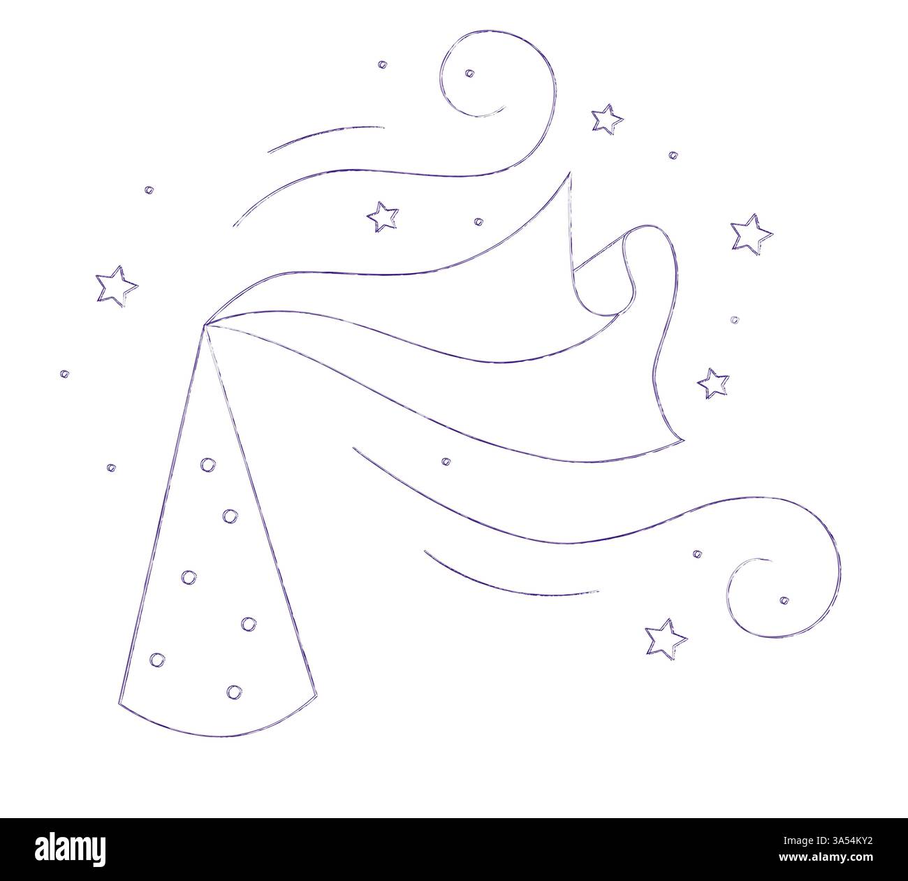 Magic princess hat doodle. Fairytale element in sketch style. Hand ...