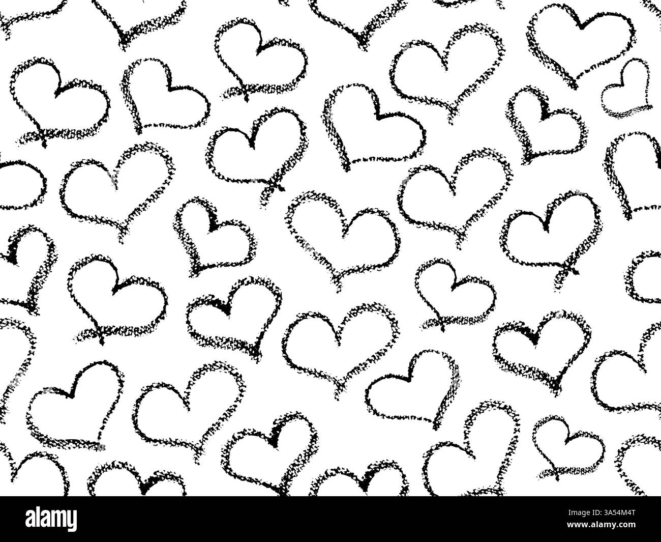 Seamless hearts pattern. Black stroke love symbols in doodle style ...